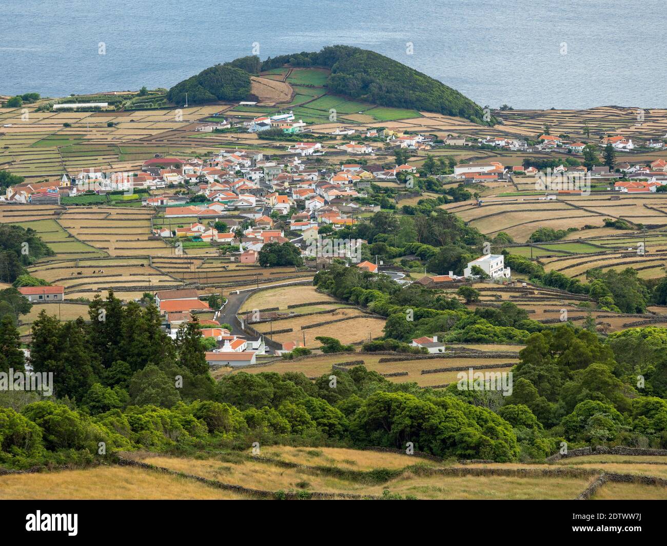 Landscape and villages in the southwest of the island. Island Ilhas ...