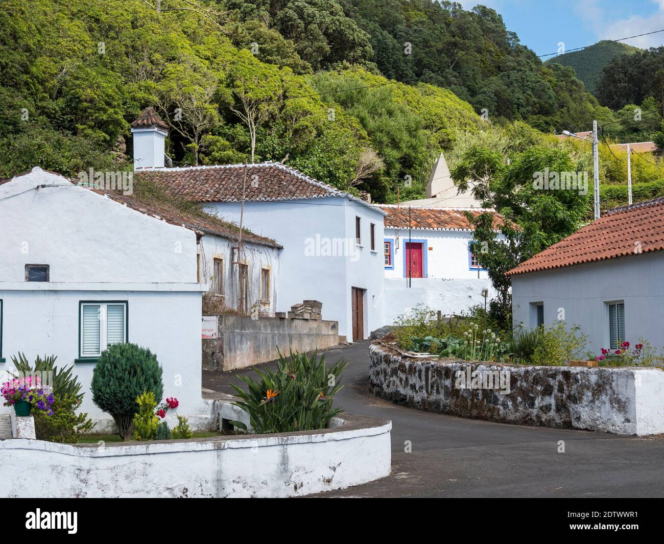 Traditional houses near Serreta. Island Ilhas Terceira, part of the ...