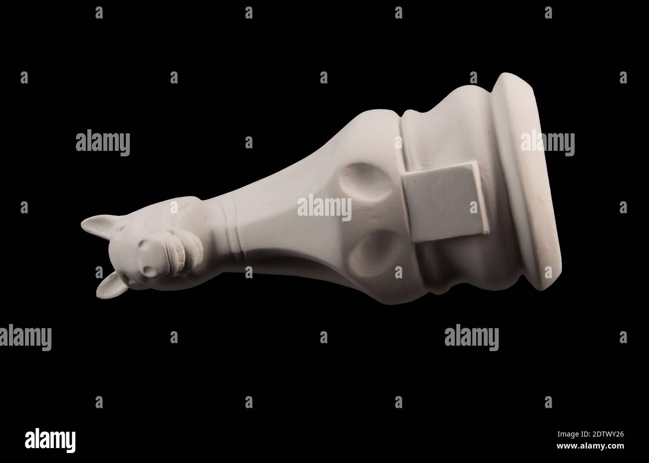 plaster figurine chess piece horse white background Stock Photo - Alamy