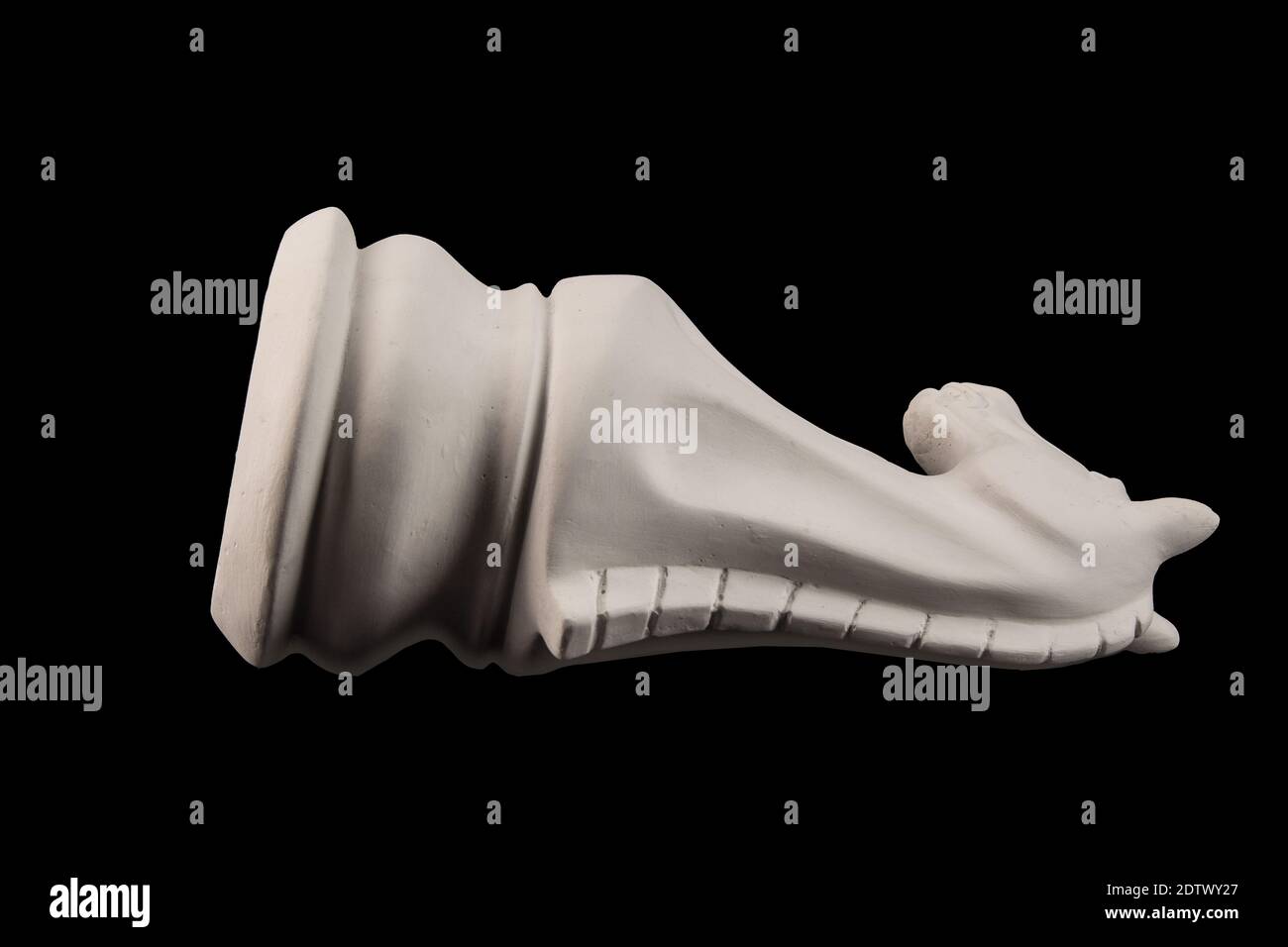plaster figurine chess piece horse white background Stock Photo - Alamy
