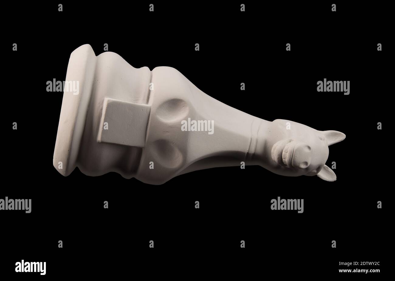 plaster figurine chess piece horse white background Stock Photo - Alamy