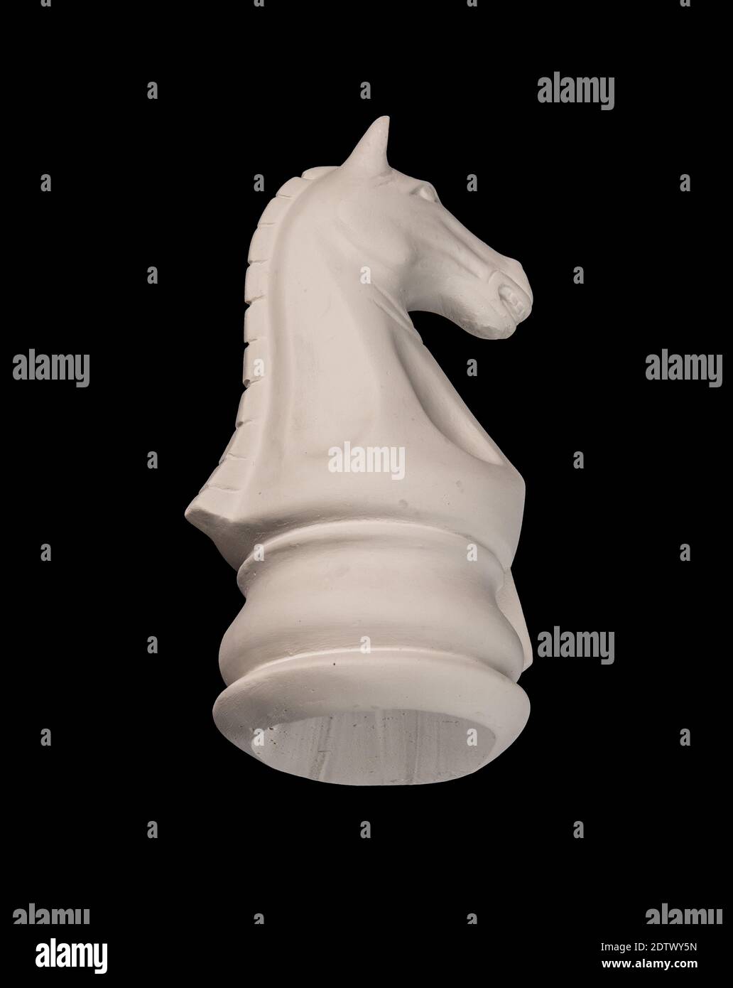 plaster figurine chess piece horse white background Stock Photo - Alamy