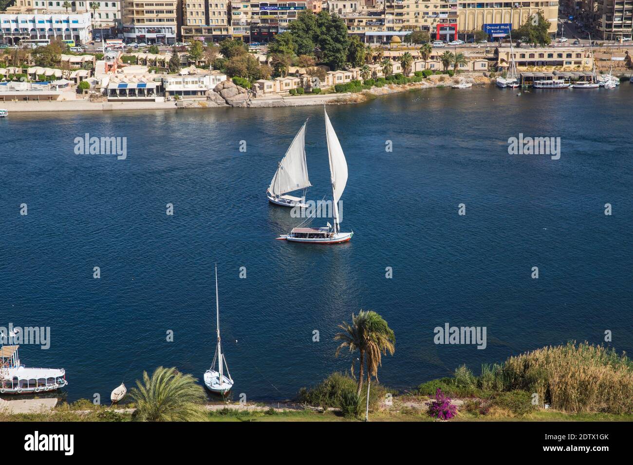 Egypt, Upper Egypt, Aswan, View of Aswan and River Nile Stock Photo - Alamy