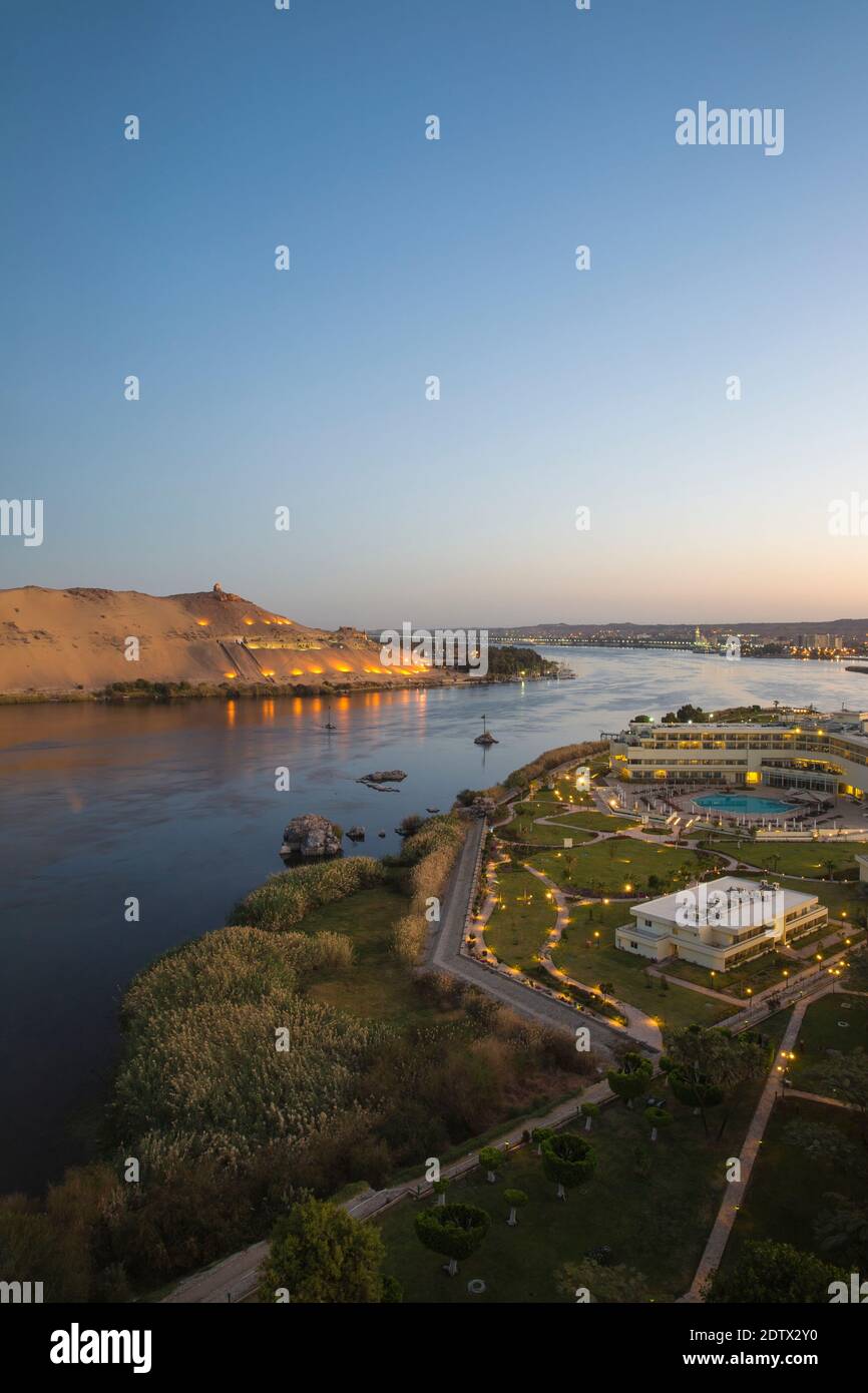 Egypt, Upper Egypt, Aswan, Elephantine Island, View of Movenpick Resort ...