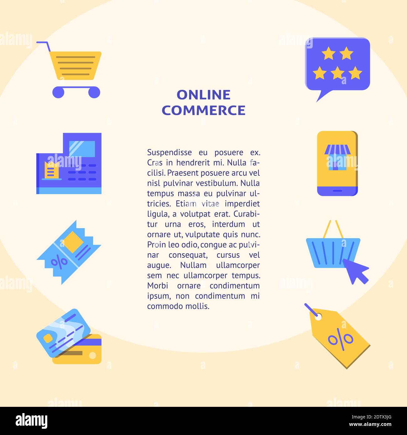 Online commerce banner in flat style with place for text. Mobile shop ...