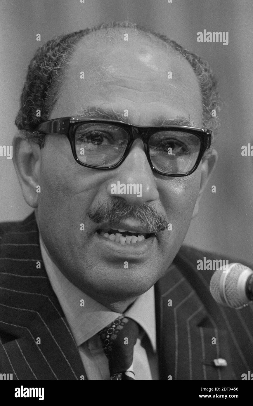 Muhammad Anwar al SADAT, also as-Sadat, President of Egypt, portrait ...