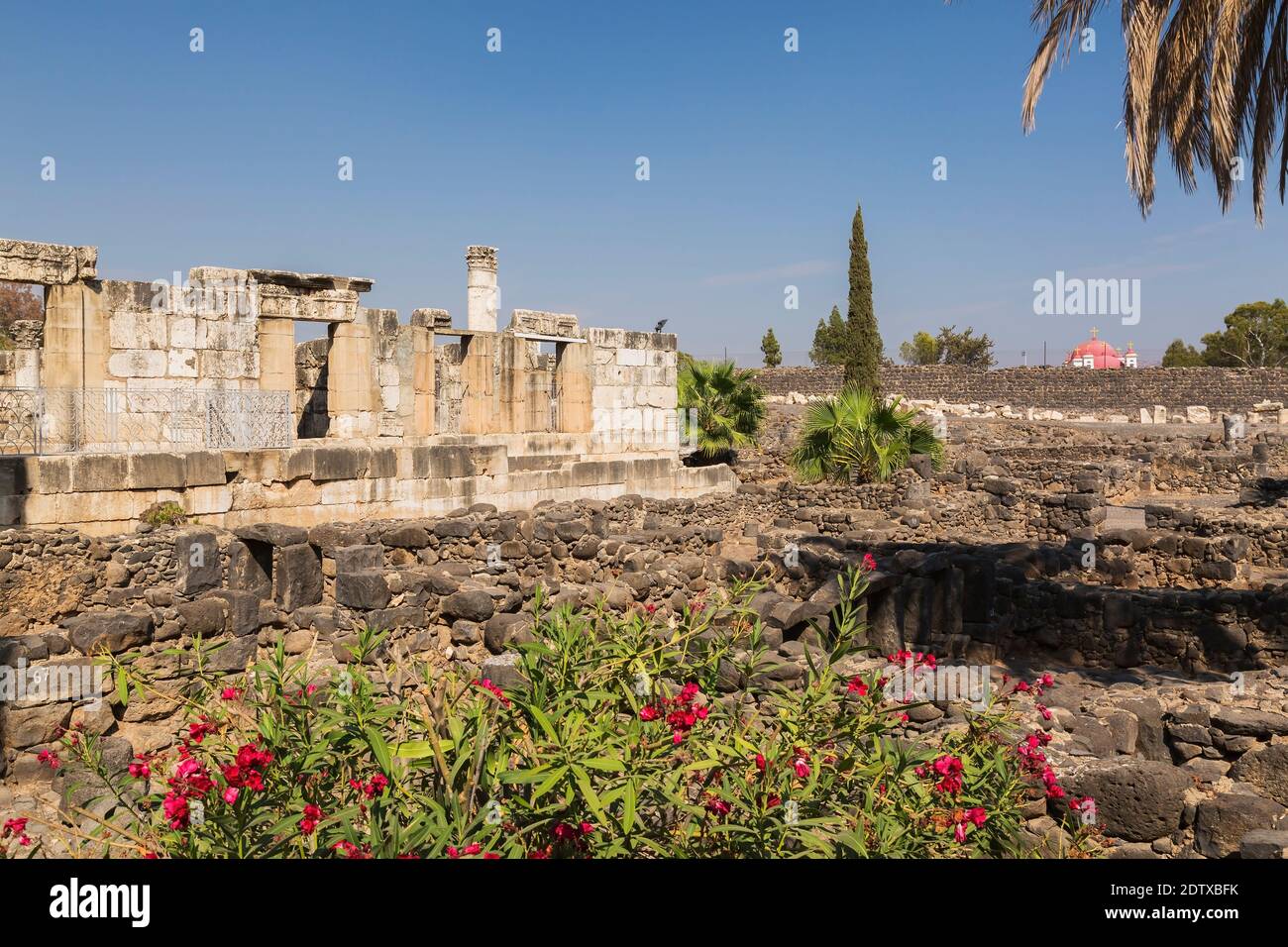 Old ruins of The White Synagogue and ancient Capernaum, Sea of Galilee ...