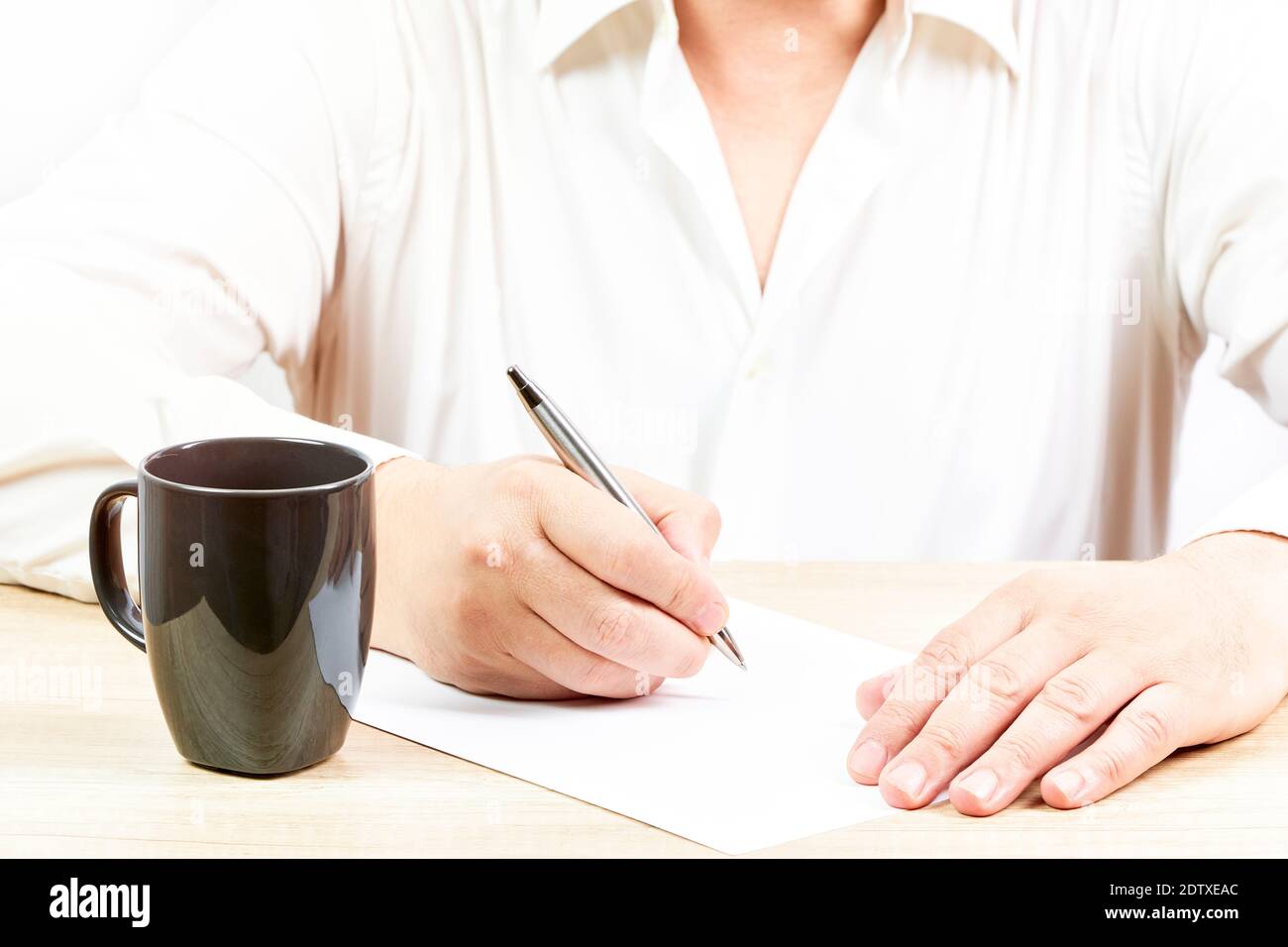 Business man with a pen in his hand. Business concept. Signature Stock ...
