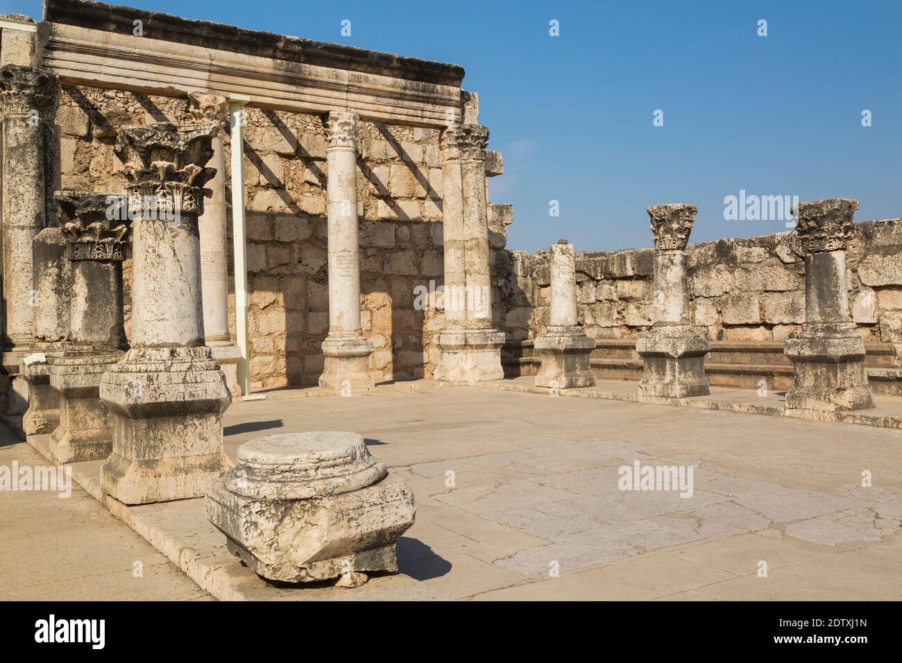 Old ruins of The White Synagogue, Capernaum, Sea of Galilee region ...