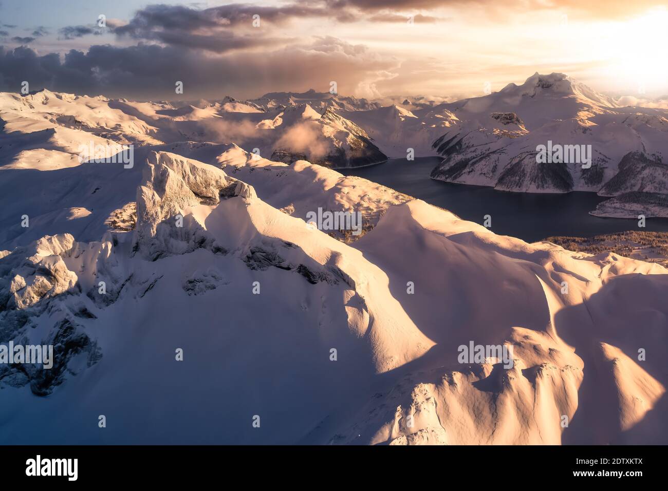 Beautiful aerial landscape view of Mountain Peaks Stock Photo - Alamy