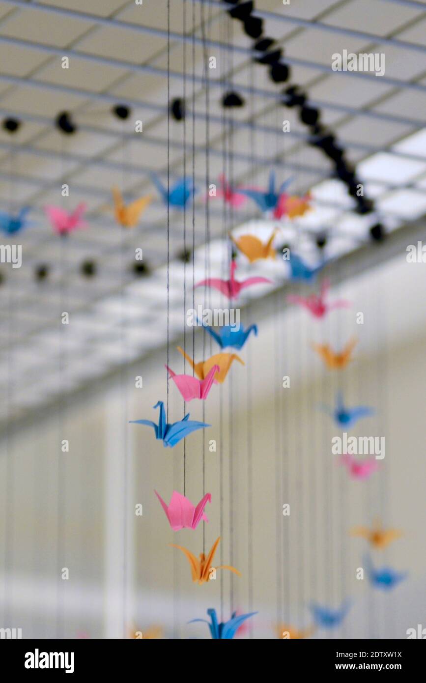 Origami paper hanging from ceiling hi-res stock photography and images ...