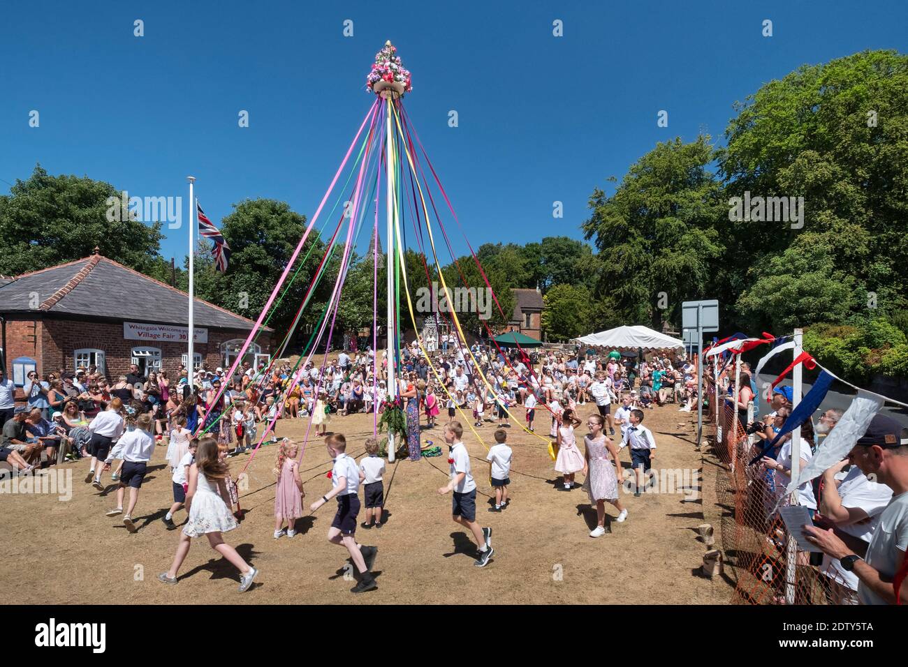 Maypole Dancers, Whitegate Village Fair, Whitegate, Cheshire, England ...