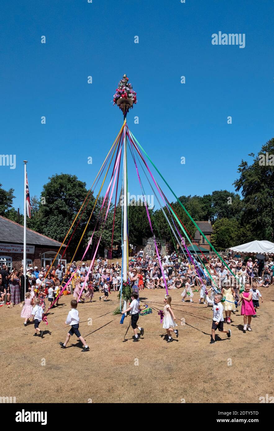 Maypole Dancers, Whitegate Village Fair, Whitegate, Cheshire, England ...