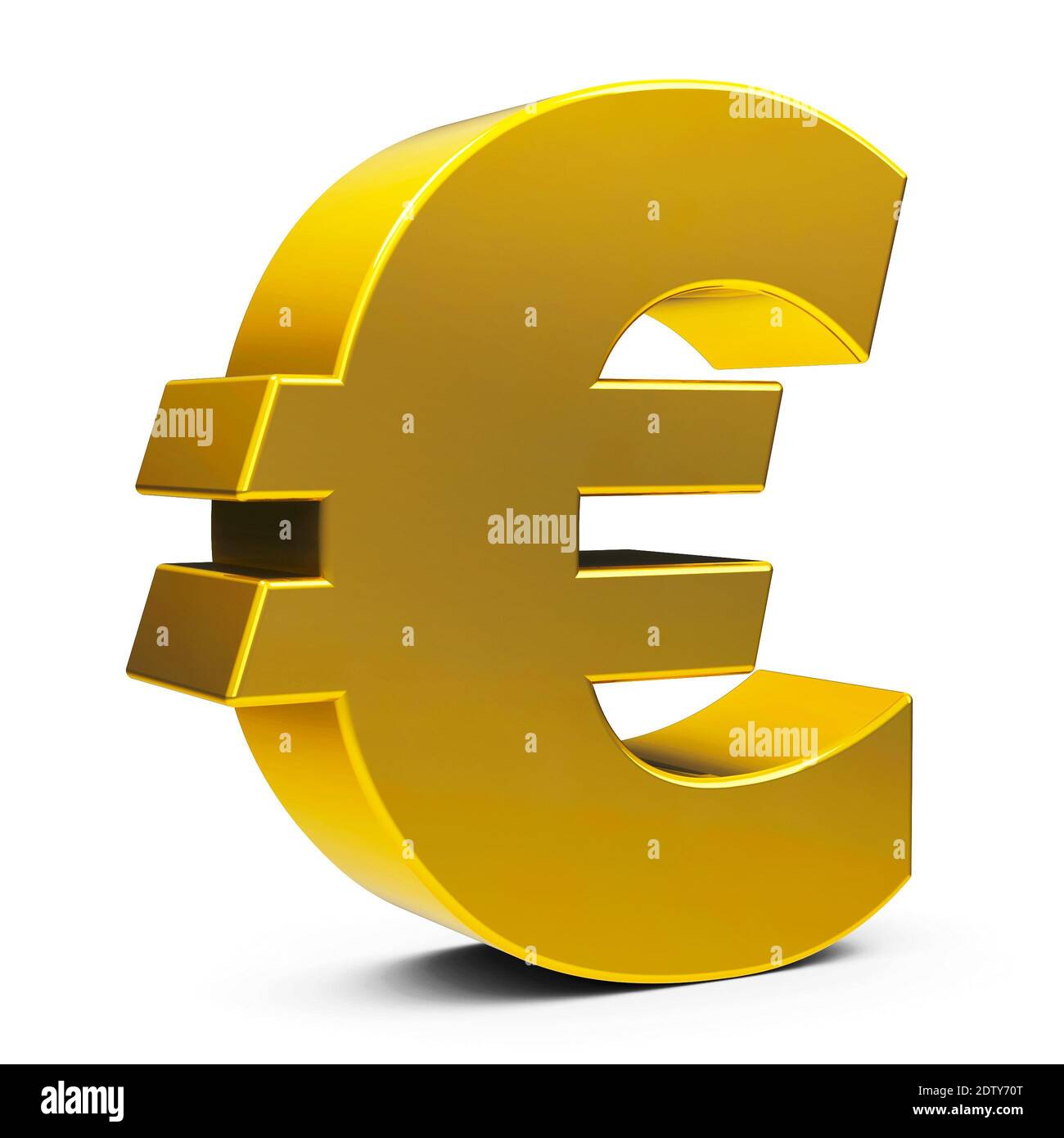 Golden Euro sign isolated on white background, three-dimensional ...