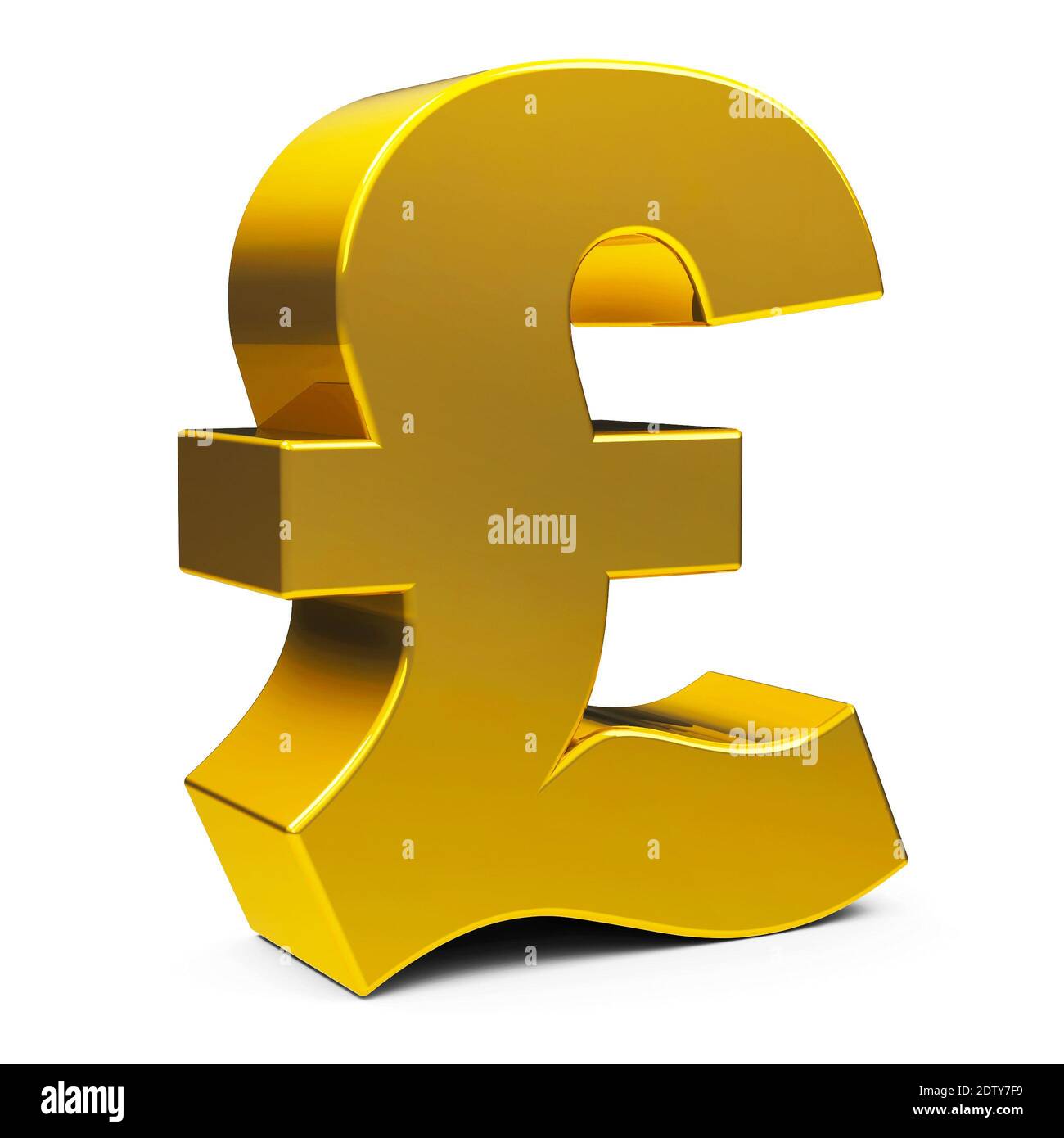 Golden Pound sign isolated on white background, three-dimensional ...