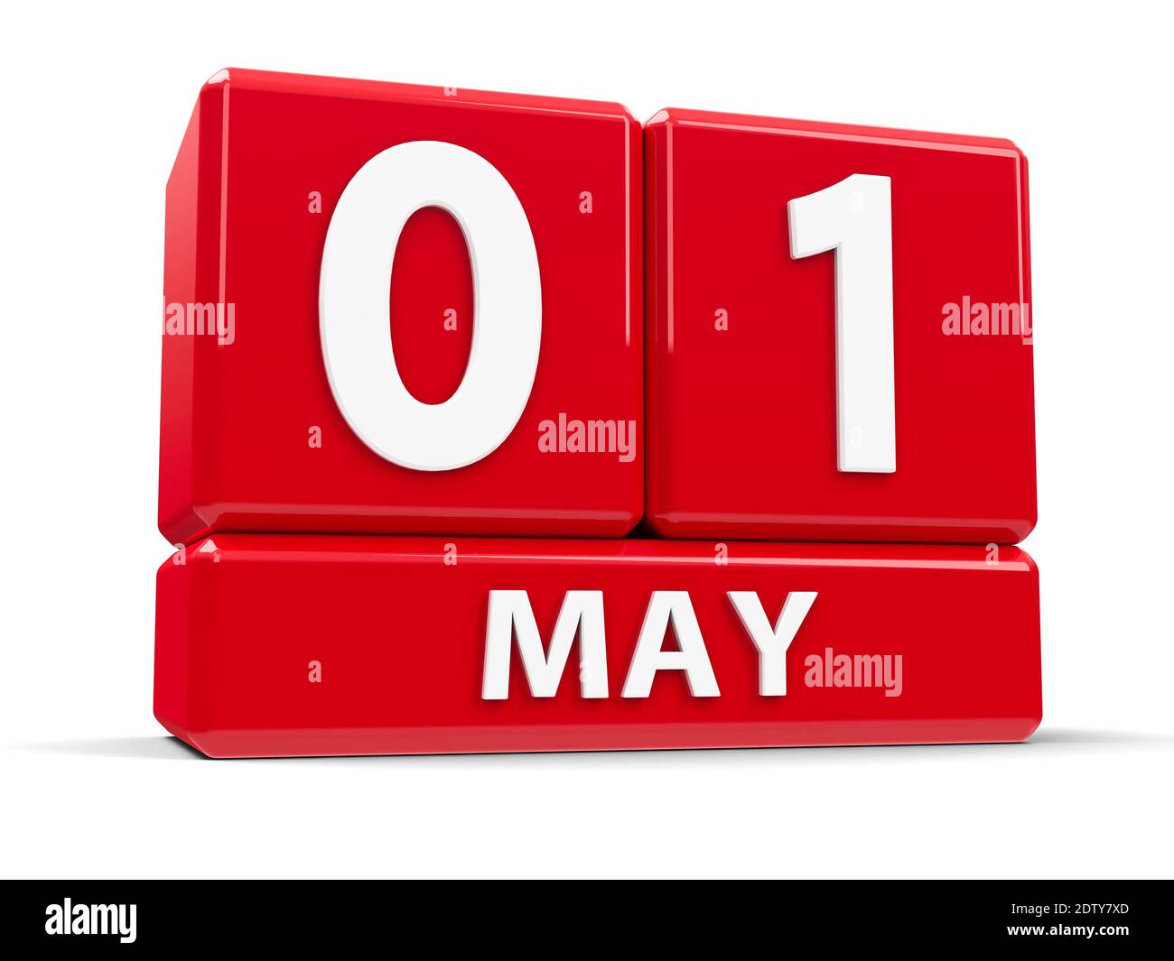 Red cubes - The First of May - on a white table, three-dimensional ...