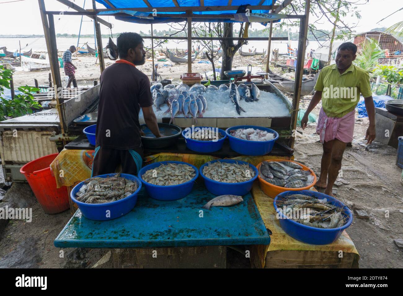 A local Fish shop selling fresh catch of the day near Fort Kochi brach ...