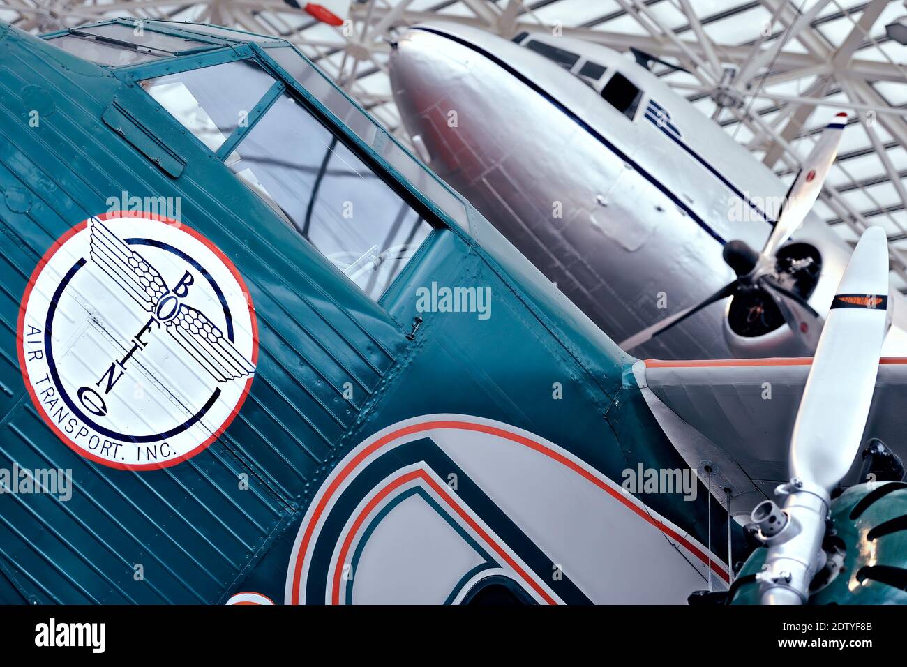 Boeing 80A-1 and Douglas DC-3 at the Museum of Flight in Seattle Stock ...