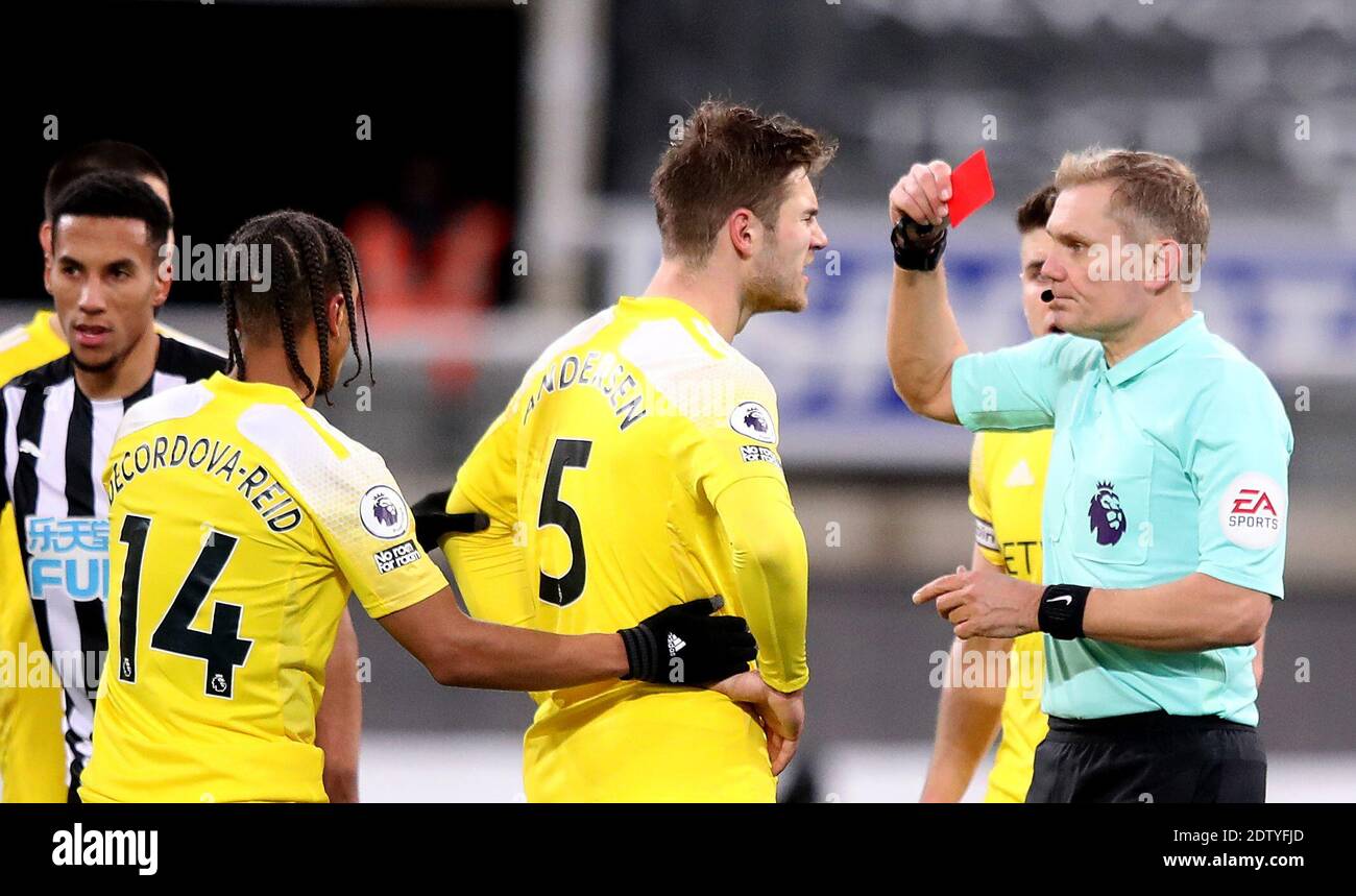 File photo dated 19-12-2020 of Fulham's Joachim Andersen is sent off ...