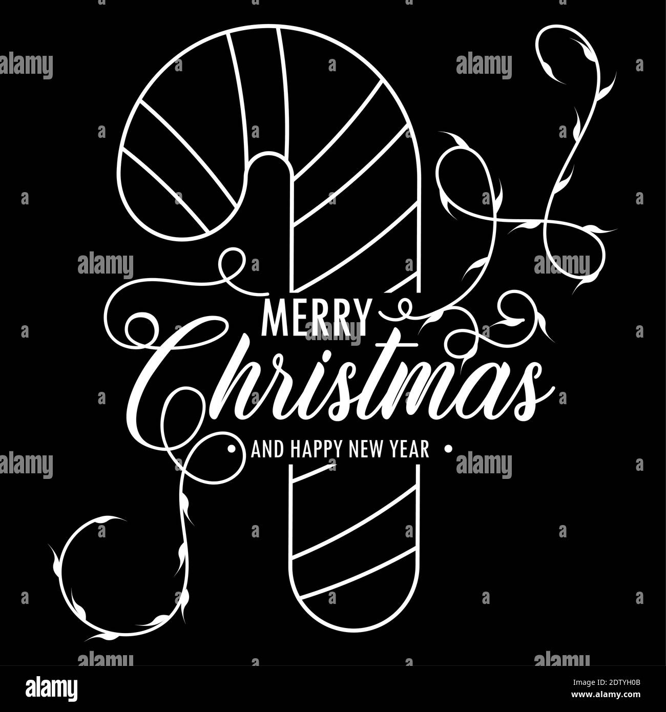 Merry christmas poster with a christmas candy - Vector illustration ...
