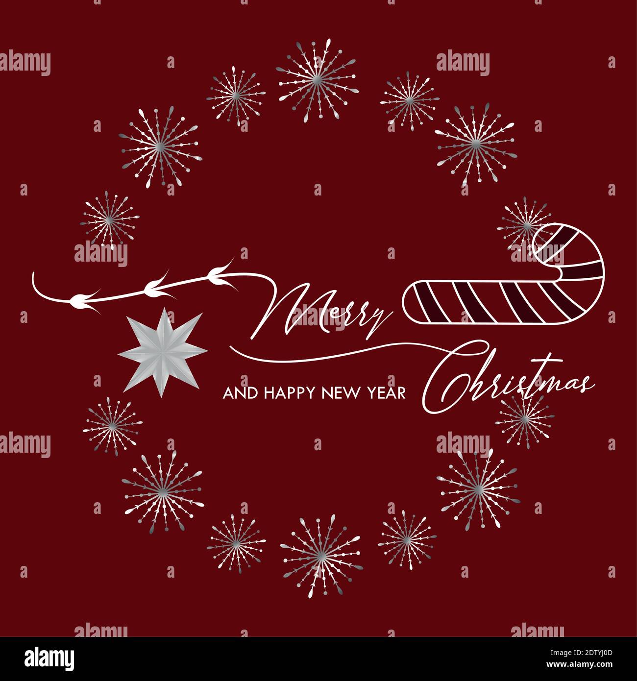 Merry christmas poster with a christmas candy - Vector illustration ...