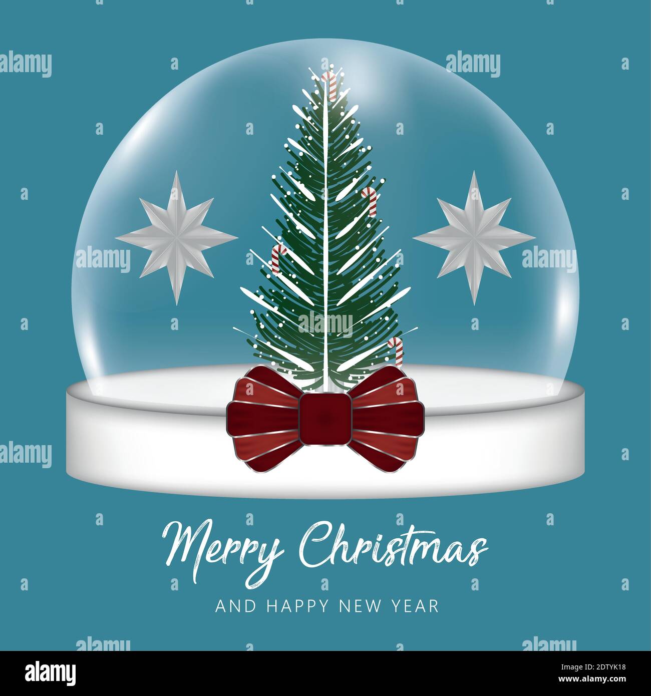 Merry Christmas Poster With A Christmas Tree Vector Illustration