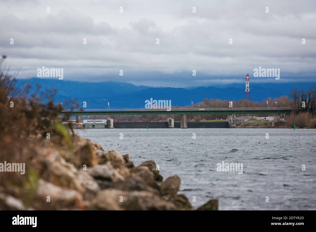 Breisach, Germany. 22nd Dec, 2020. A car drives over the Rhine bridge ...