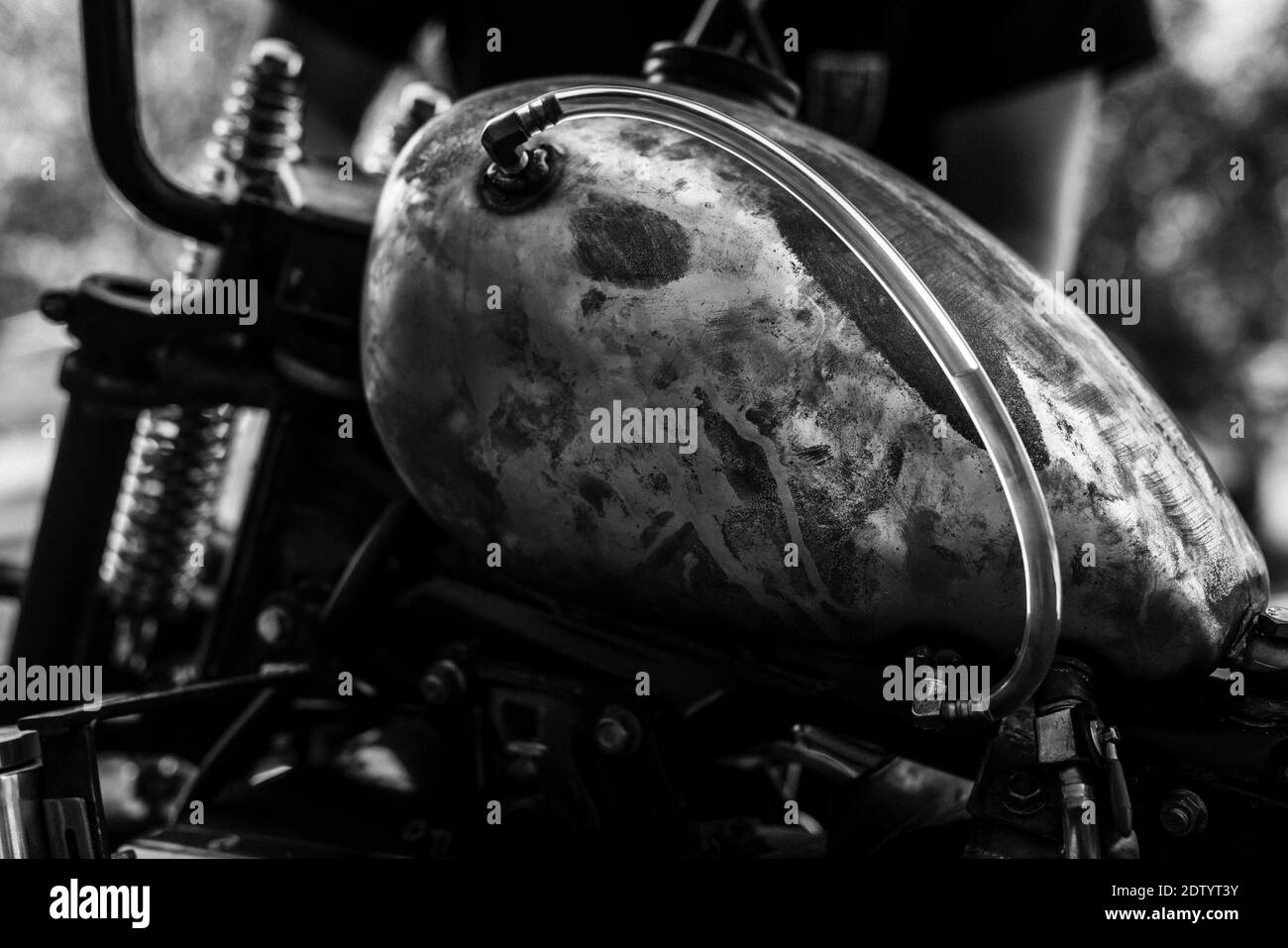 Old rusty motorcycle close up Black and White Stock Photos & Images - Alamy