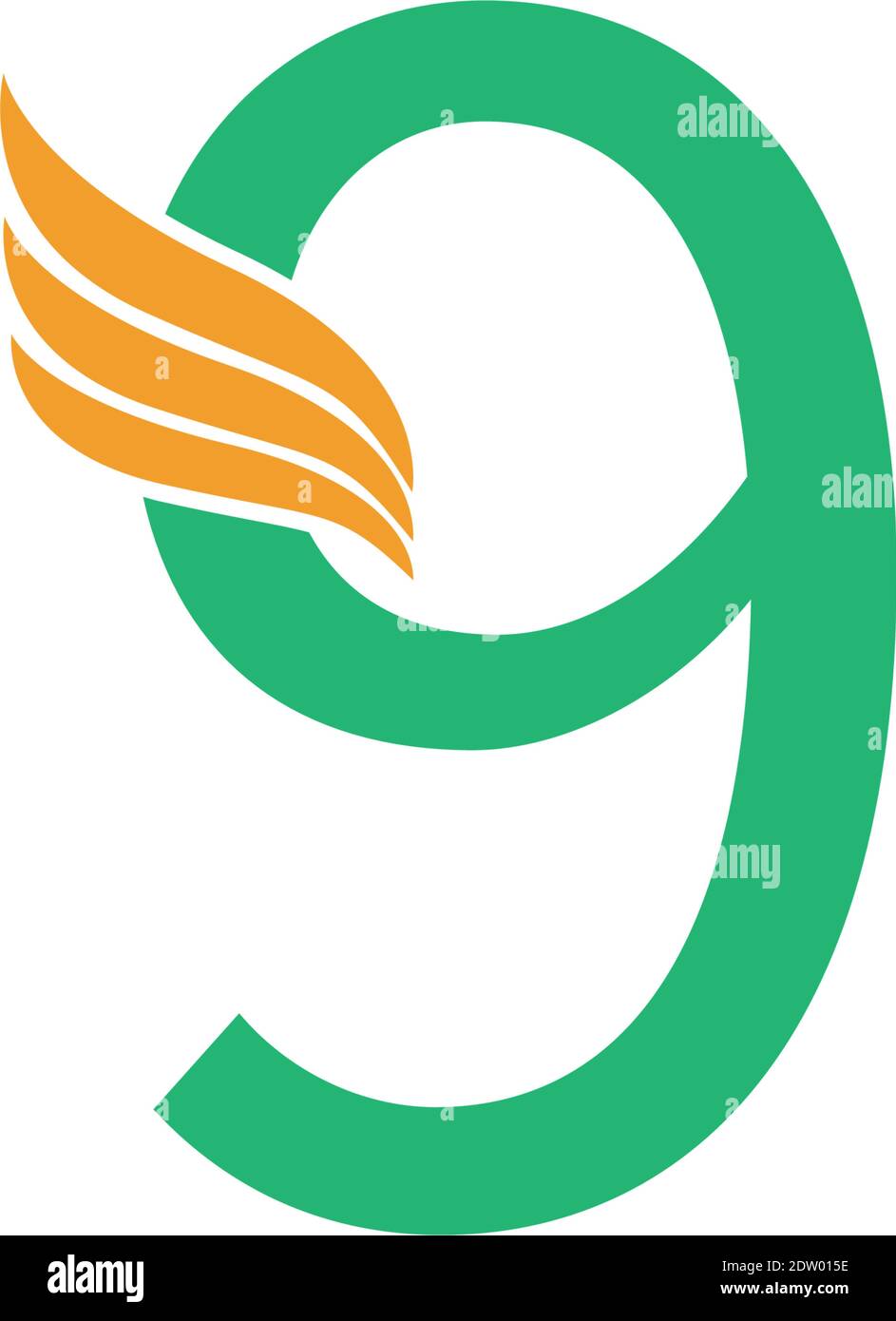 Number 9 logo with wing icon design concept illustration Stock Vector ...
