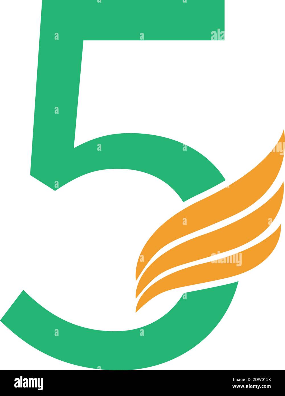Number 5 logo with wing icon design concept illustration Stock Vector ...
