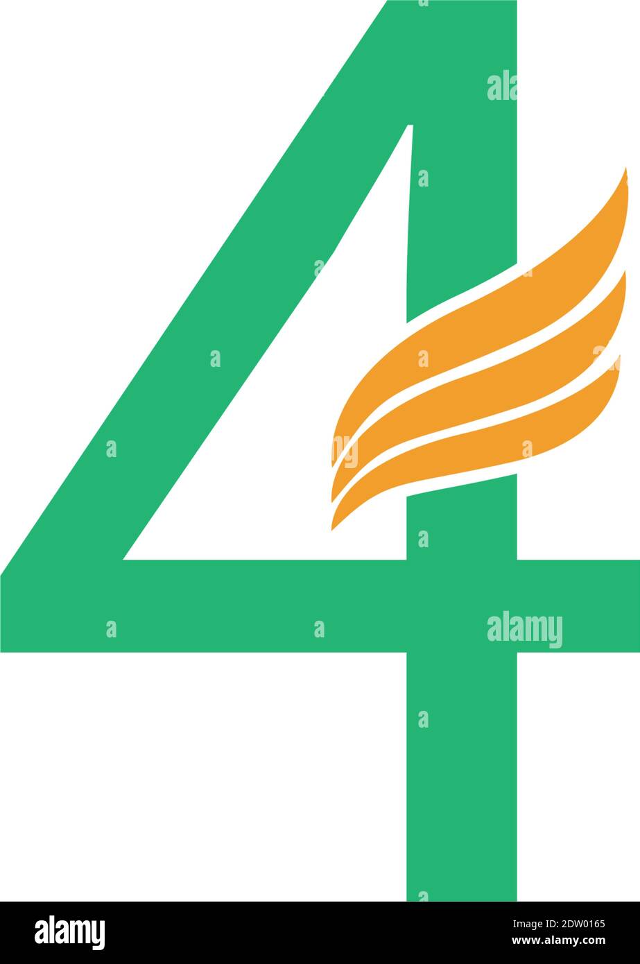 Number 4 logo with wing icon design concept illustration Stock Vector ...