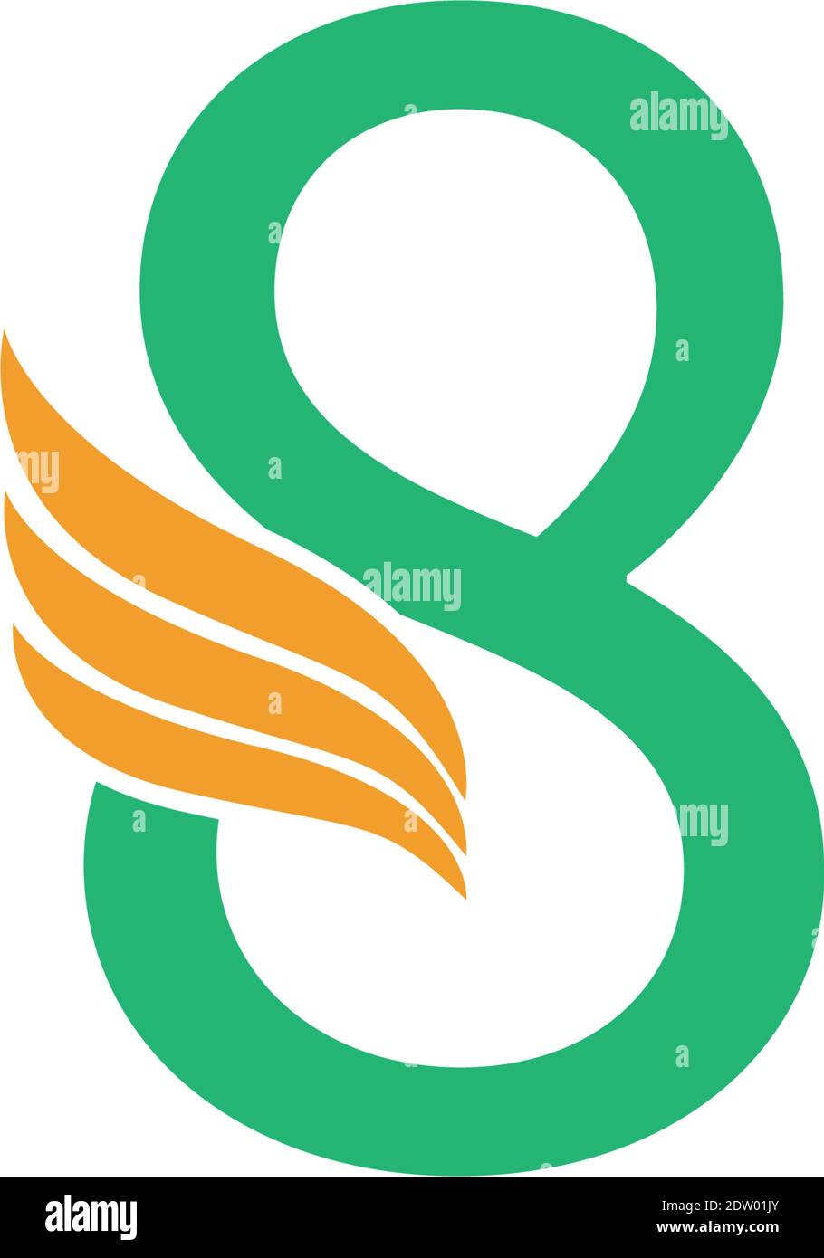 Number 8 logo with wing icon design concept illustration Stock Vector ...