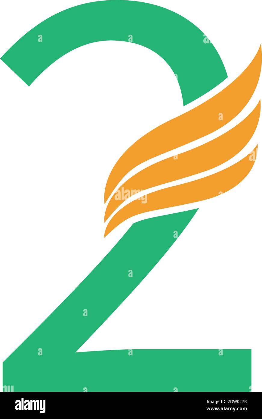 Number 2 logo with wing icon design concept illustration Stock Vector ...