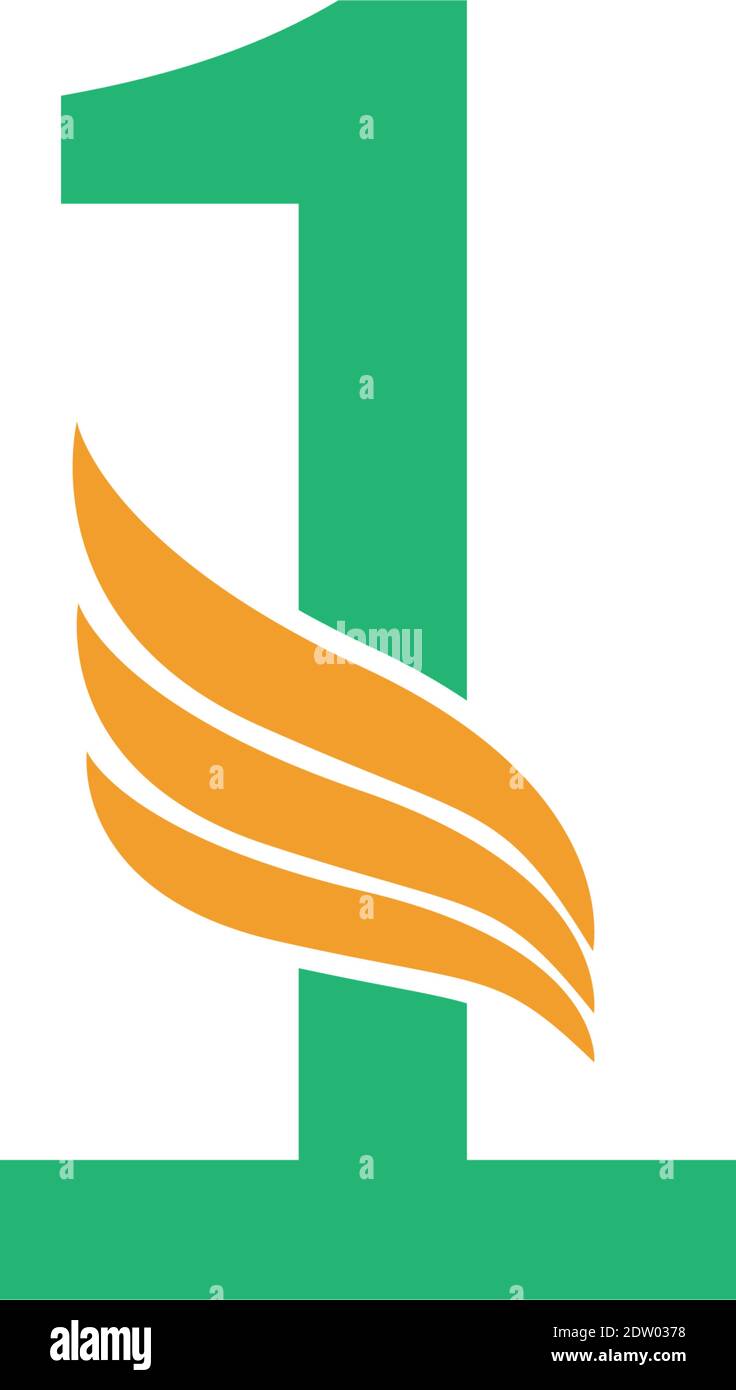 Number 1 logo with wing icon design concept illustration Stock Vector ...