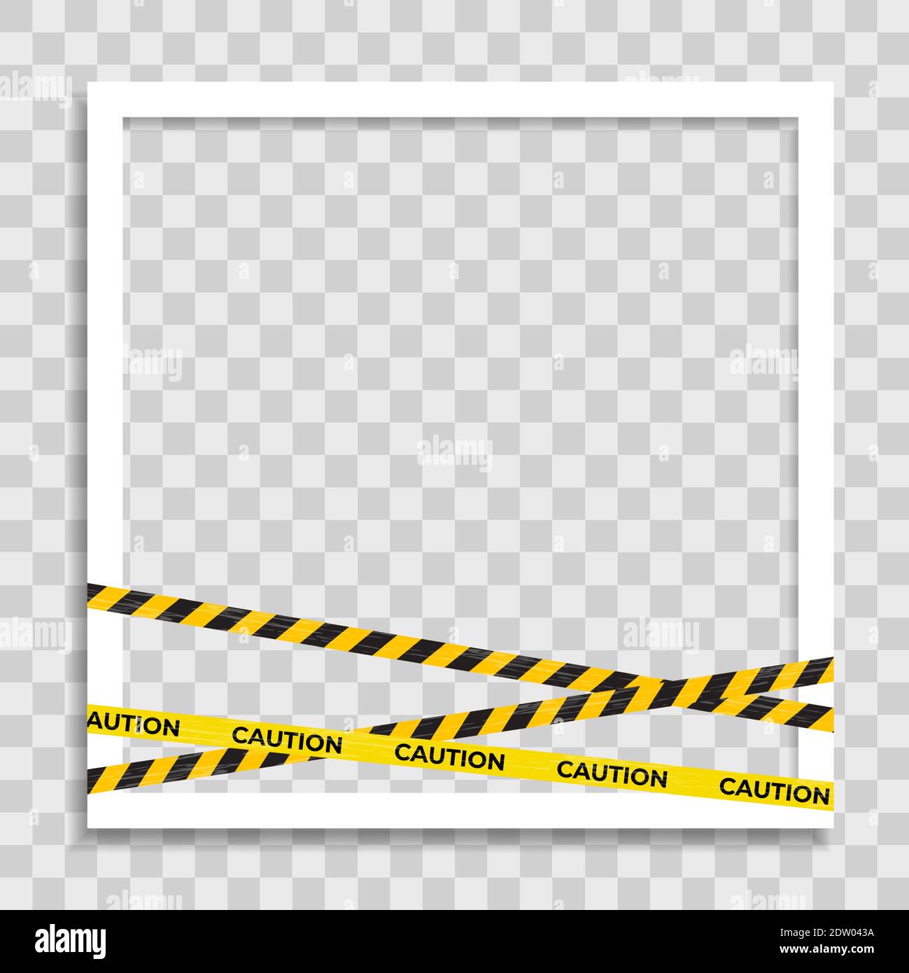 Empty Photo Frame with Caution Warning lines Template for Media Post in ...
