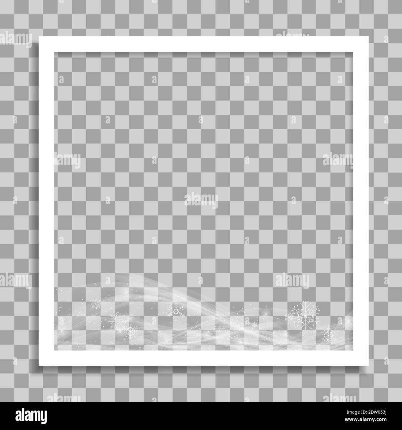 Empty Photo Frame with Winter Snow Template for Media Post in Social ...