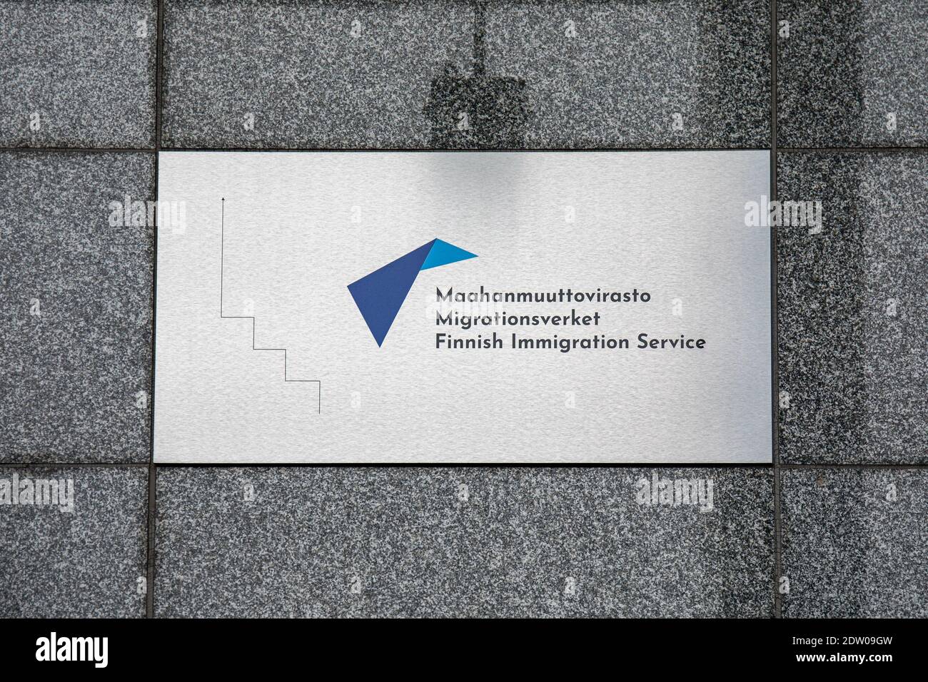 Maahanmuuttovirasto. Finnish Immigration Service. Metal placard on the ...
