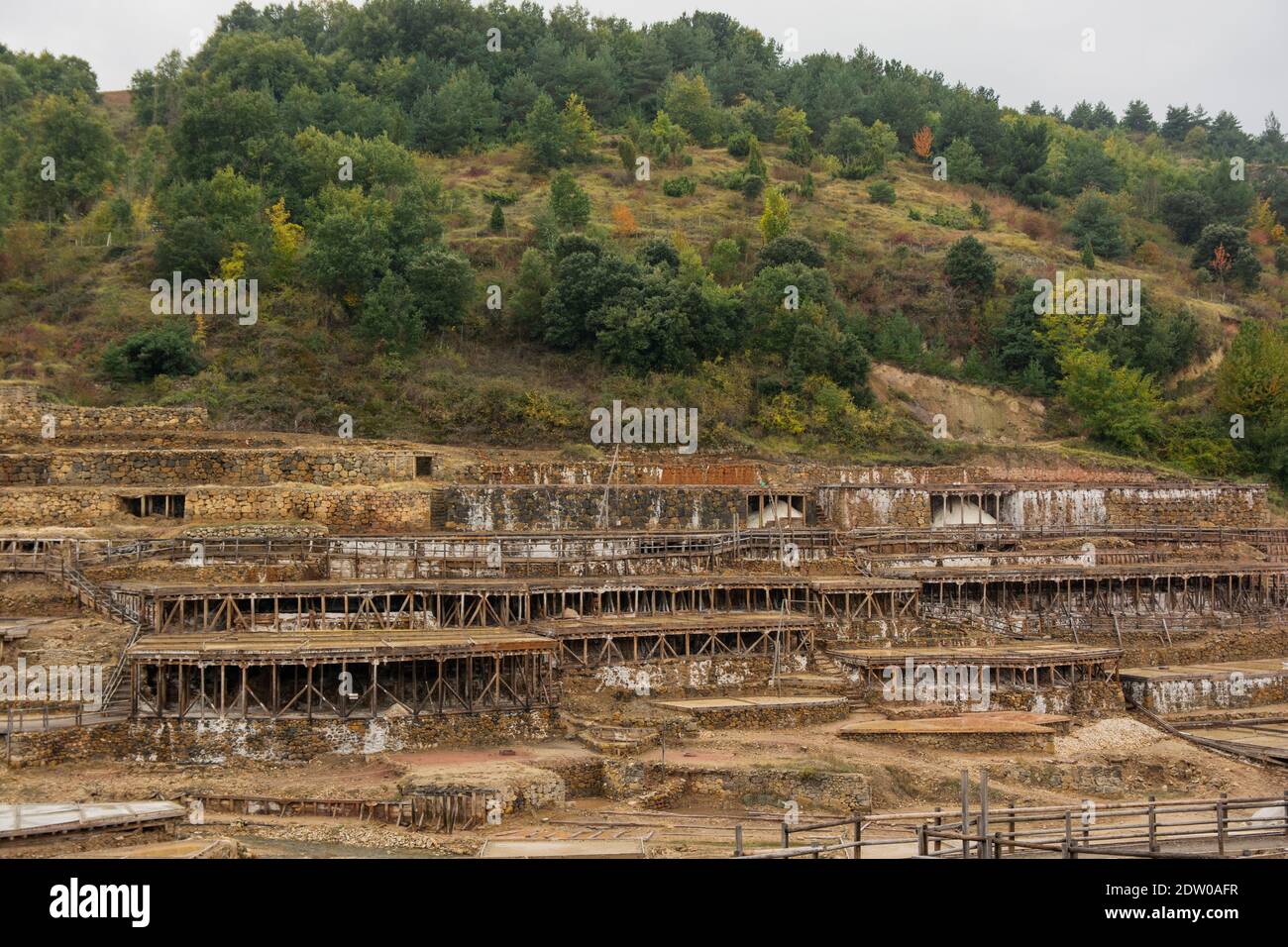 The salt industry with pools and mine Stock Photo - Alamy