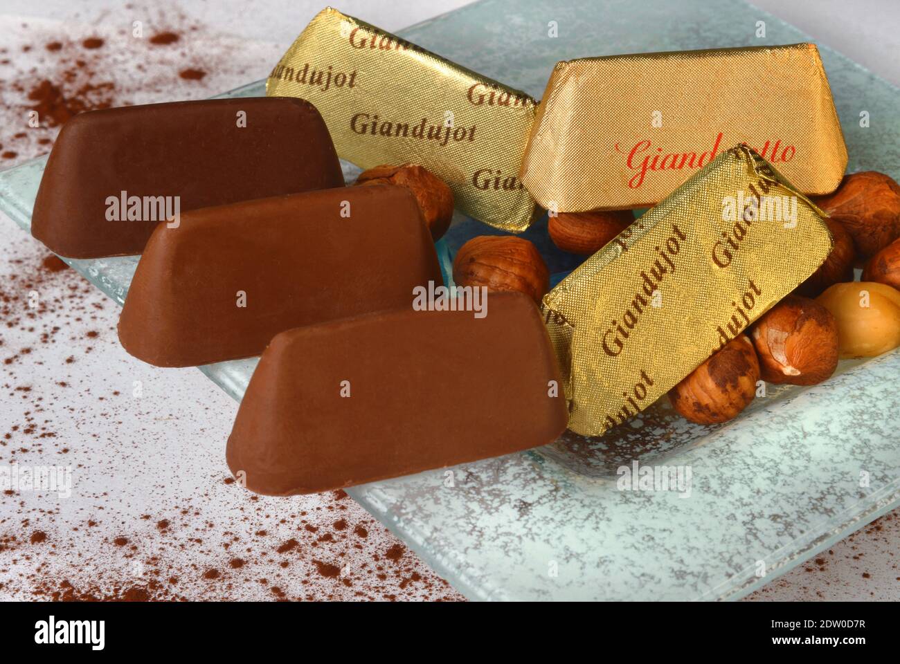 Italian food product, Gianduiotto the traditional Piedmont chocolate ...