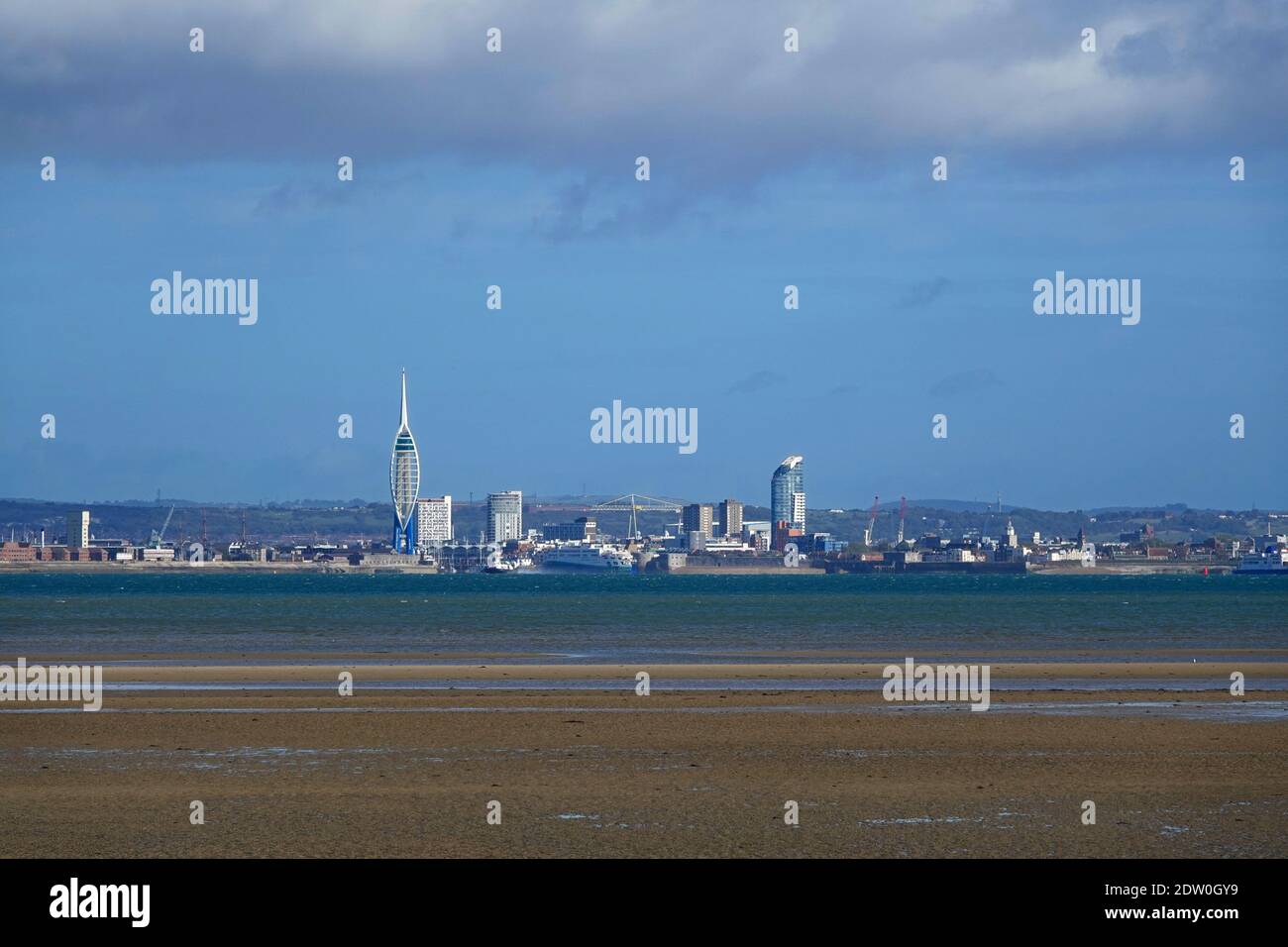The coastline of Portsmouth in England, UK, as seen from Ryde on the ...