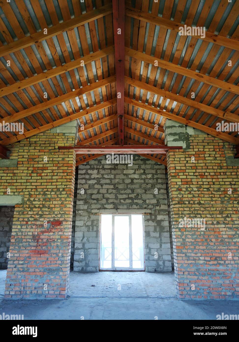 Inside view of the construction of a residential building made of ...