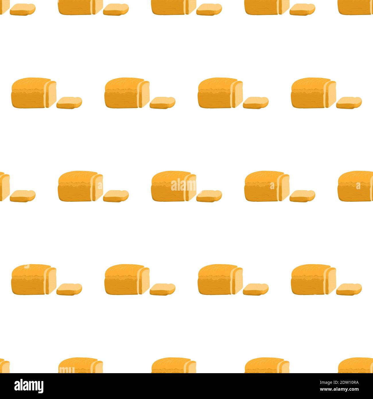 Bread seamless pattern in cartoon style on white background. Vector ...