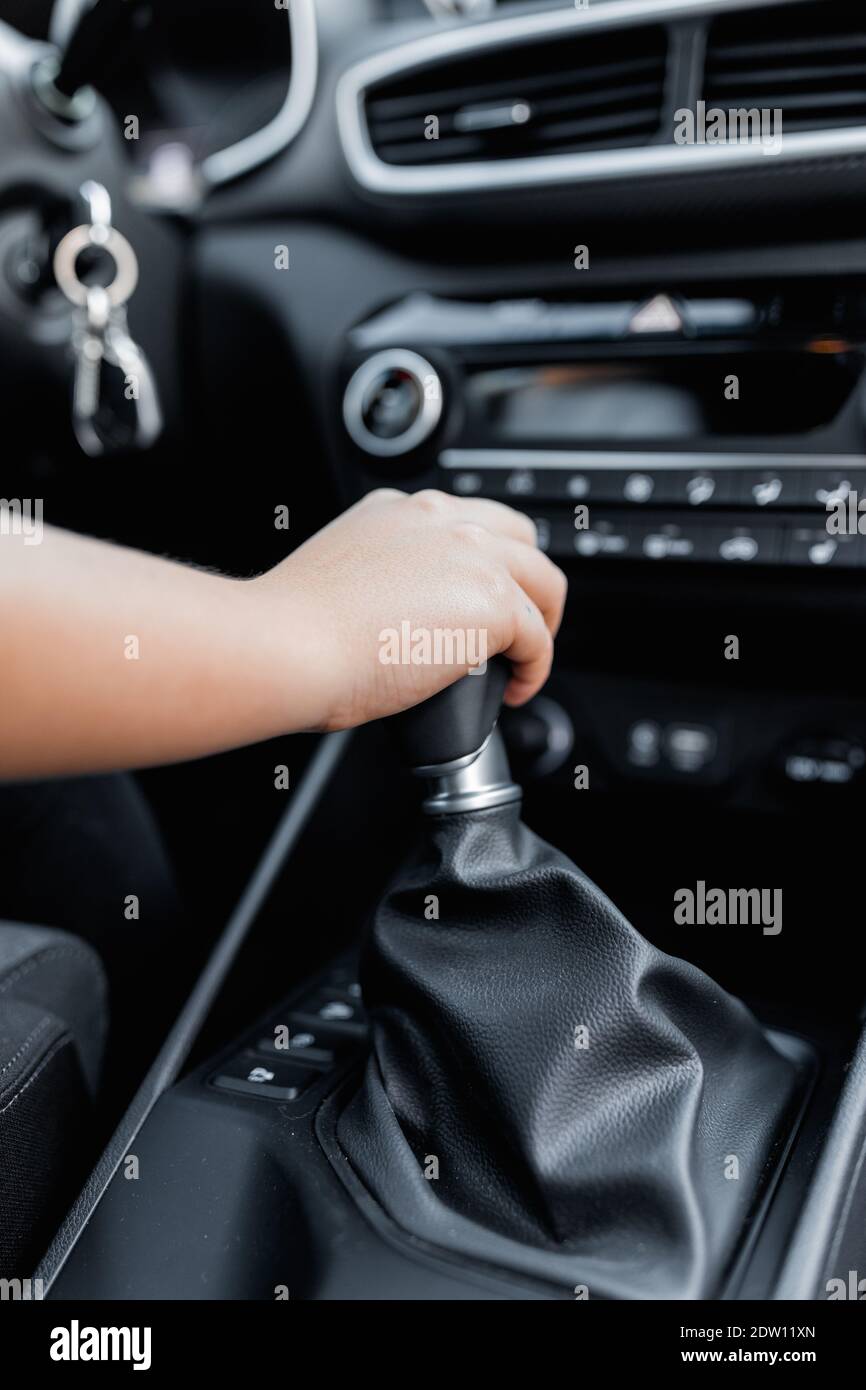 Driver and car concept. Cropped photo of no face female model Stock ...