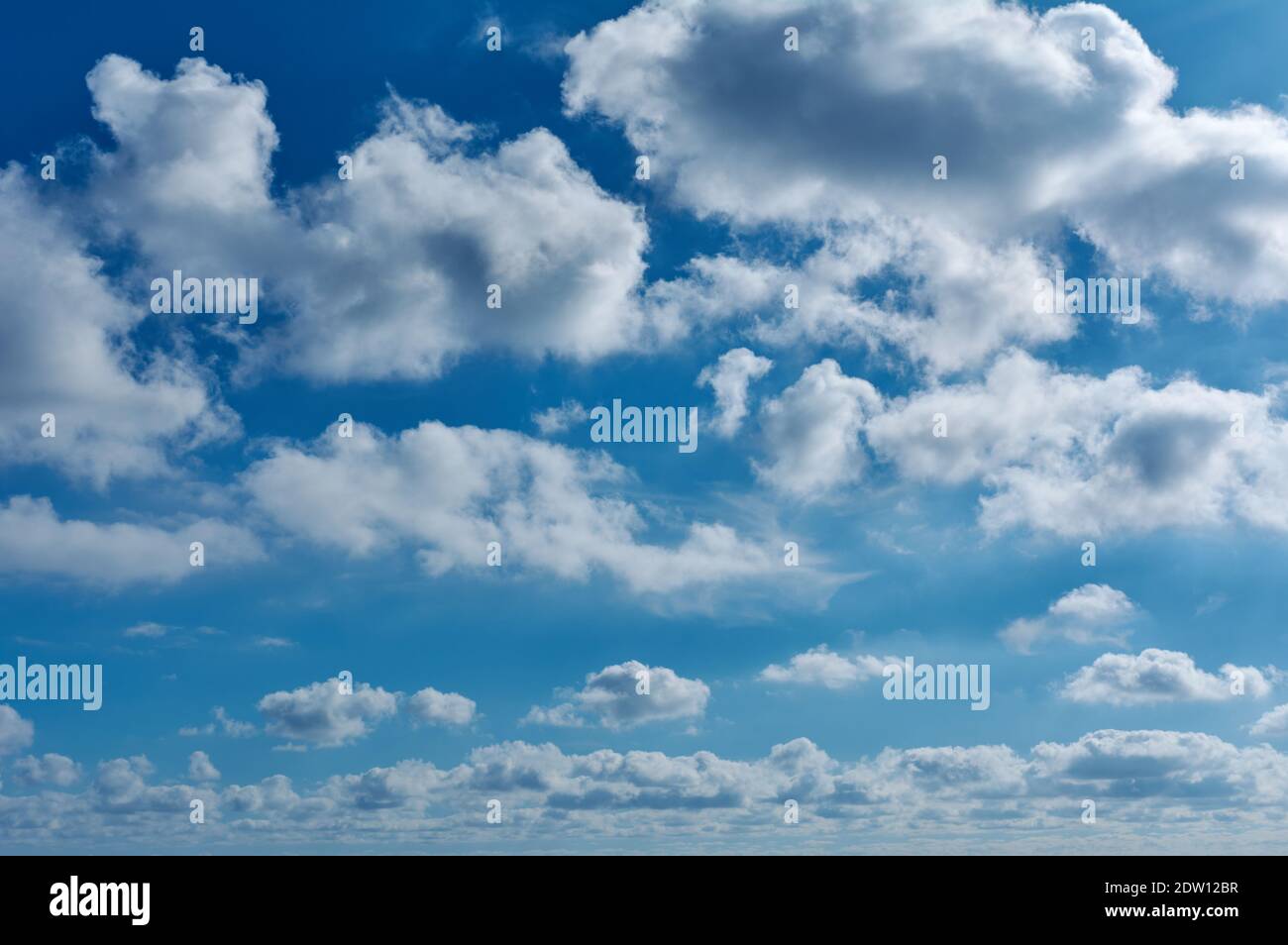 gorgeous, blue sky with fluffy clouds, textures copy space background ...