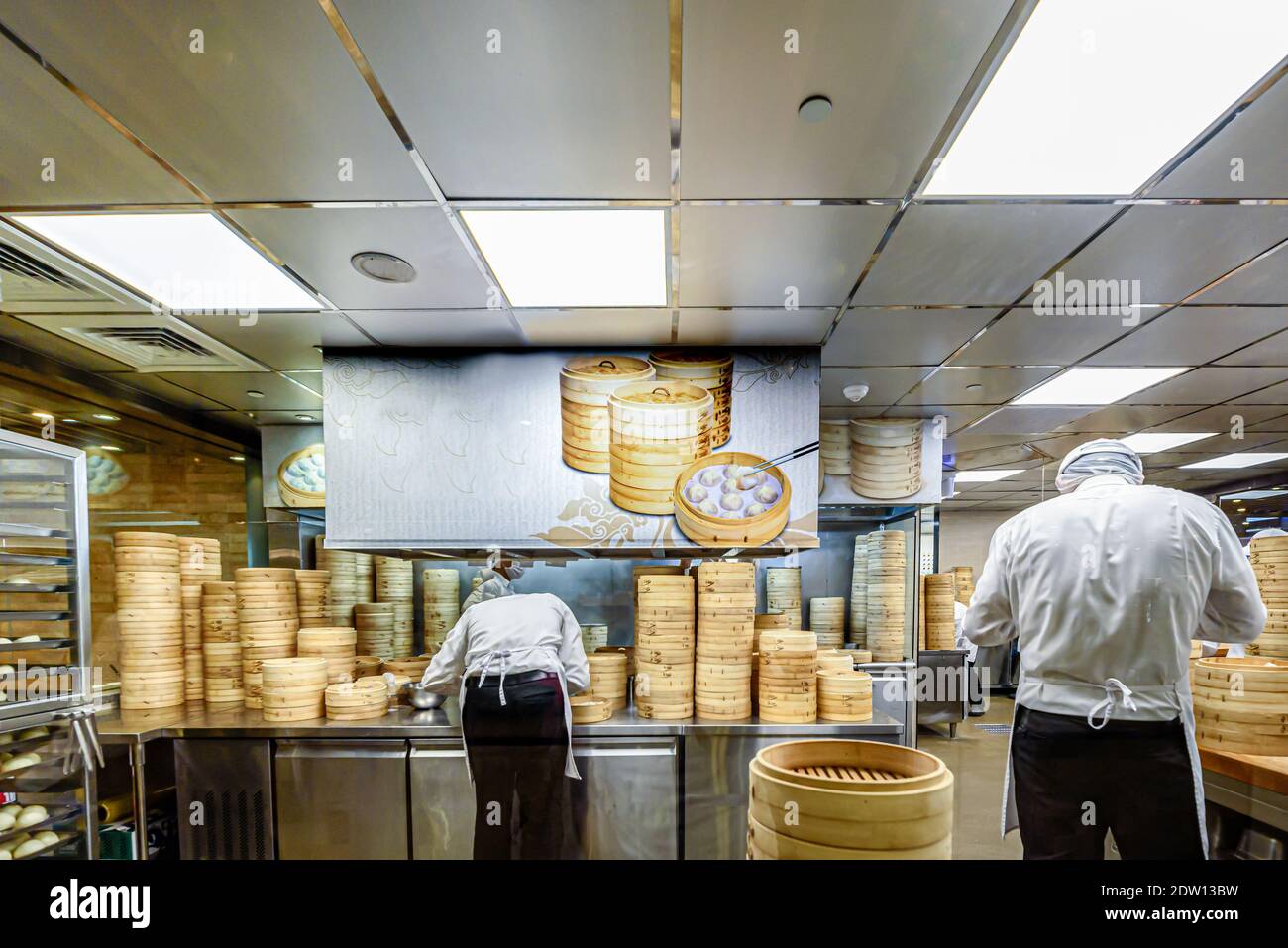 Asian restaurant with bamboo steamers Stock Photo - Alamy