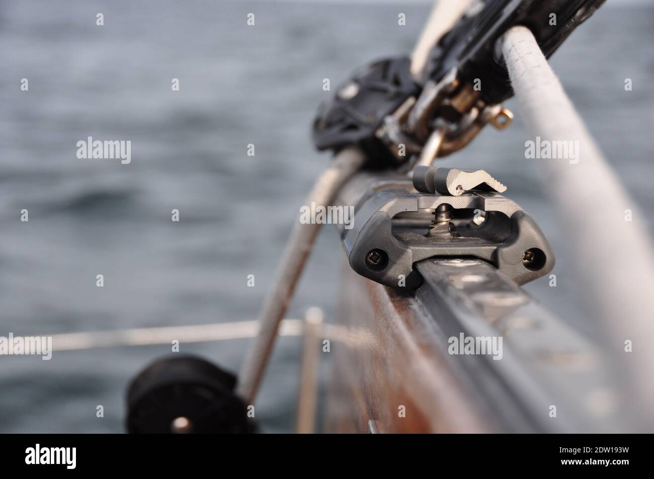 Sailing equipment closeup on yacht Stock Photo - Alamy