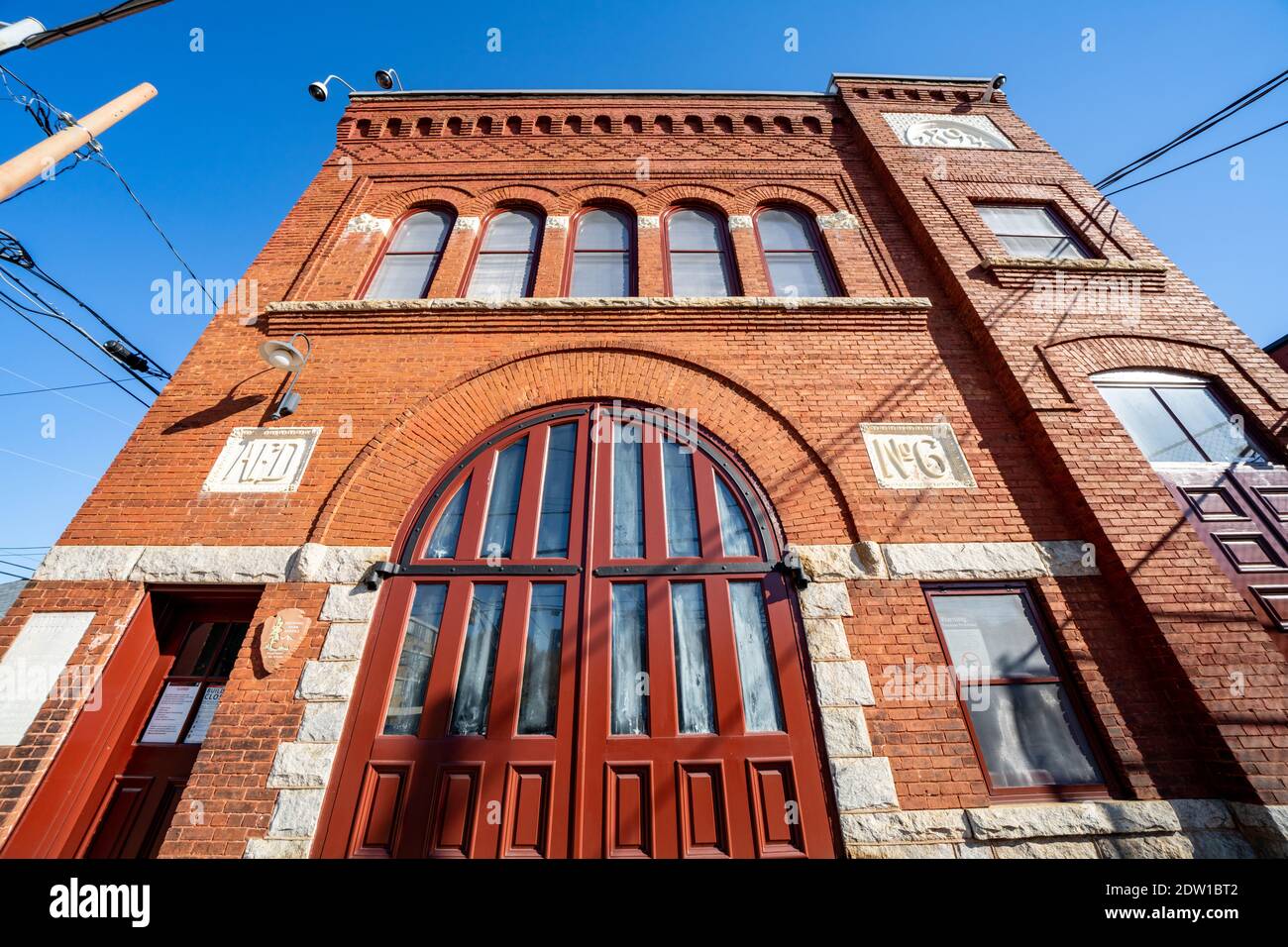 Atlanta GA historic fire station number 6 red brick building on blue ...