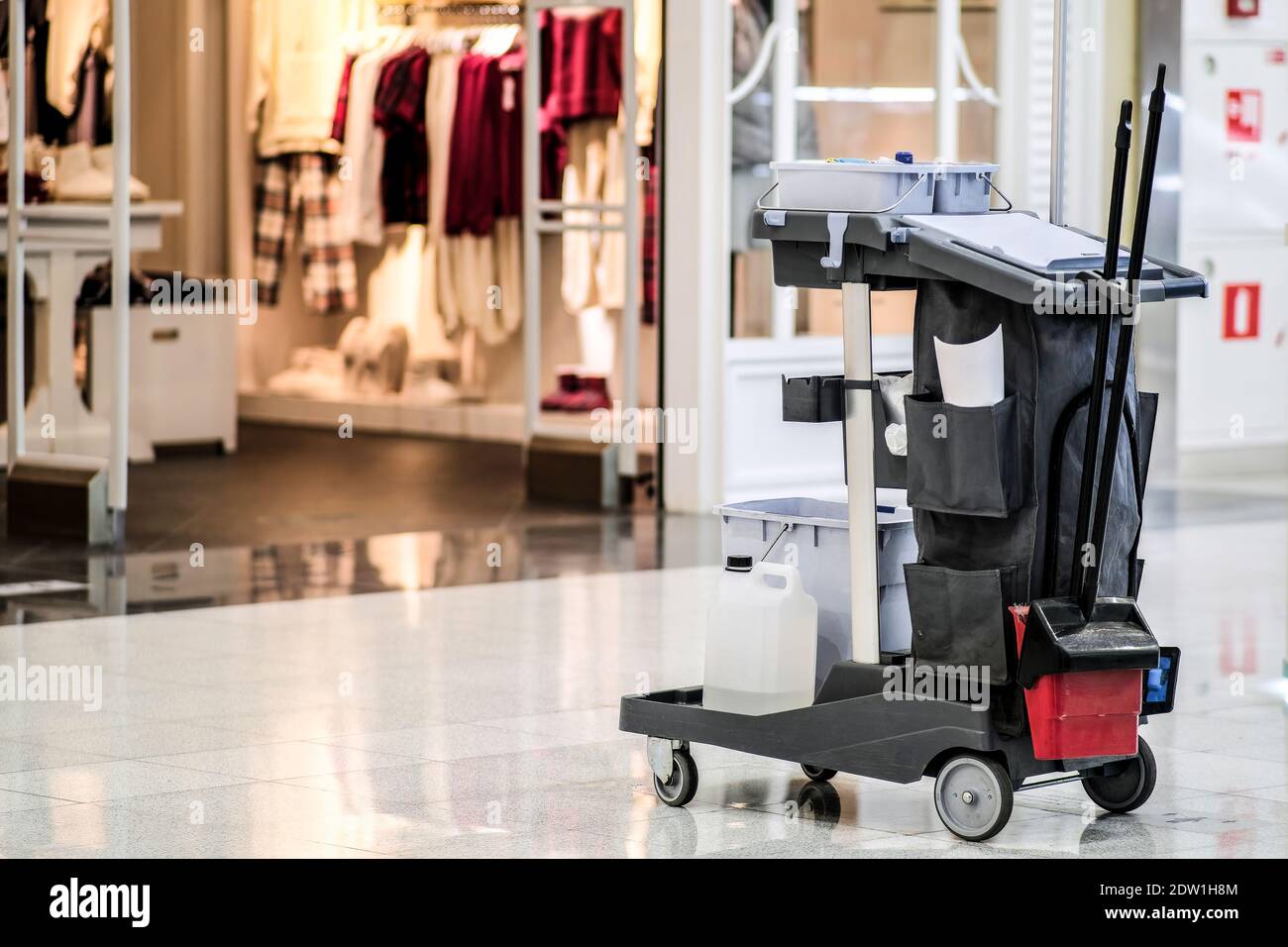 Universal set for wet cleaning of shopping center premises. Modern ...