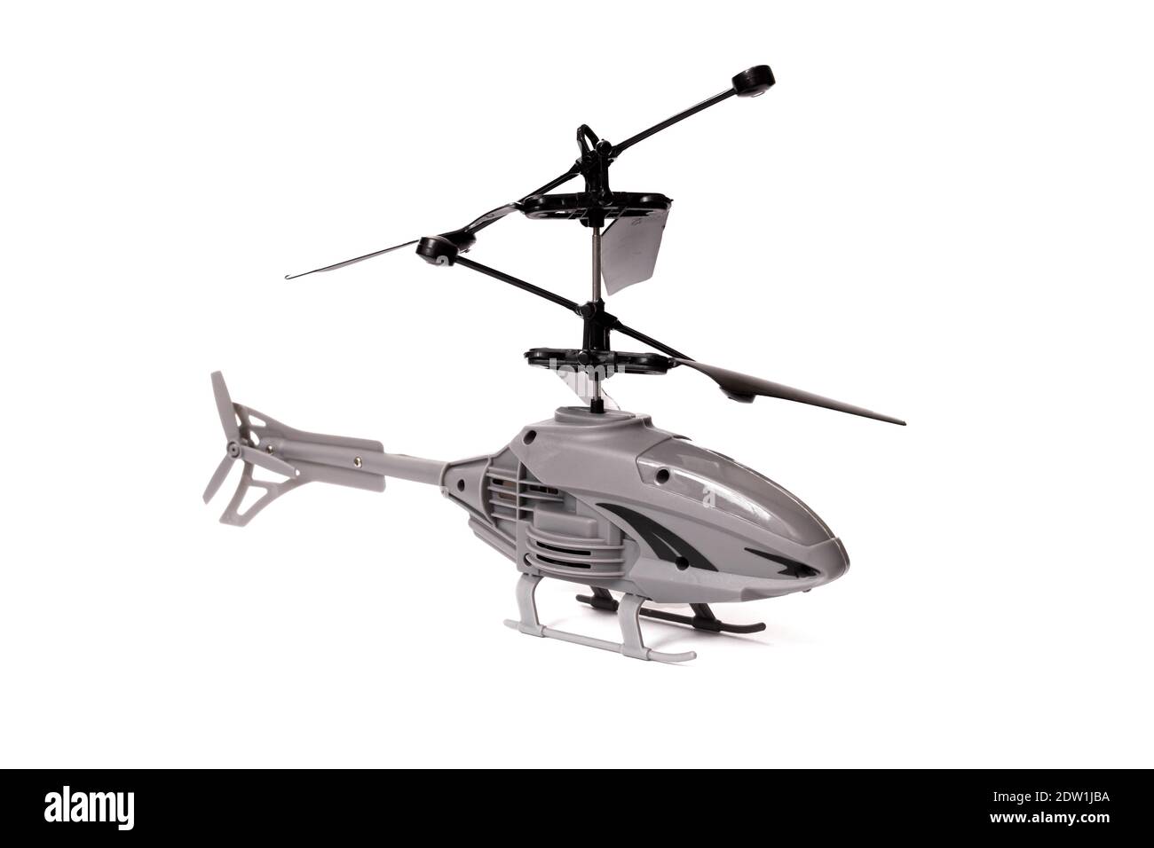 Gray toy helicopter isolated on a white background Stock Photo - Alamy