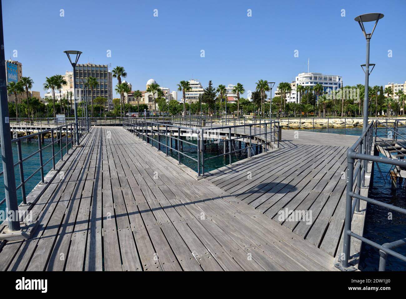 Mediterranean sea and pier at Moles beach, Limassol, Cyprus Stock Photo ...